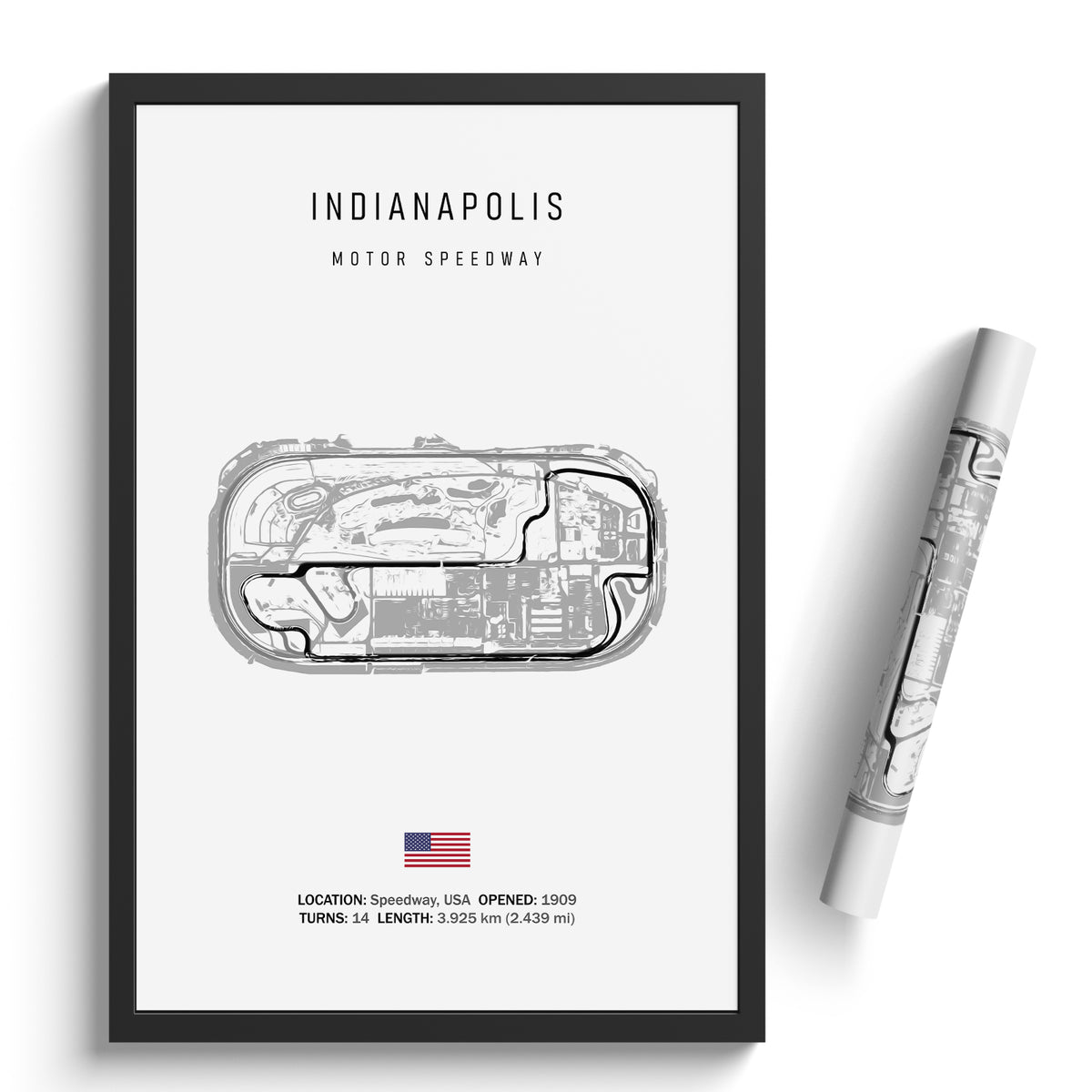 Indianapolis Motor Speedway Road Course - Racetrack Print – Illustrated ...