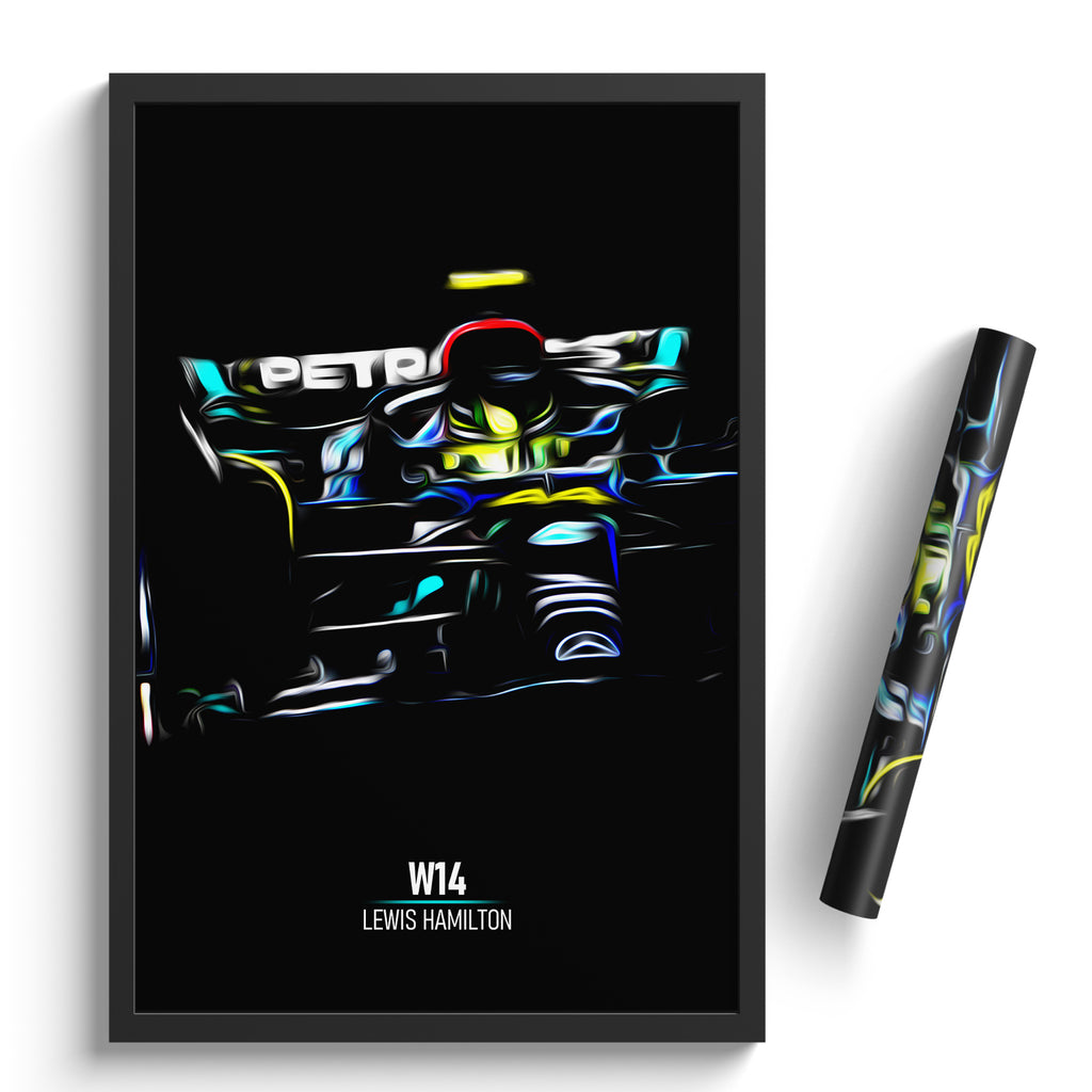 Mercedes W14, Lewis Hamilton 2023 - Formula 1 Print – Illustrated Tracks